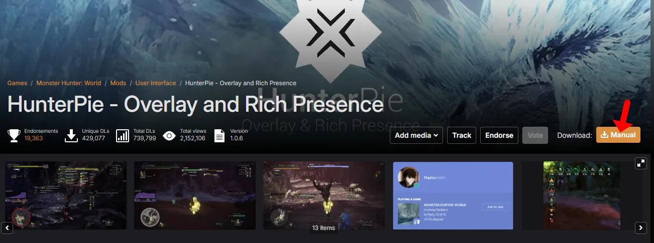 [몬스터 헌터 월드] Hunter Pie 다운로드 - 모딩